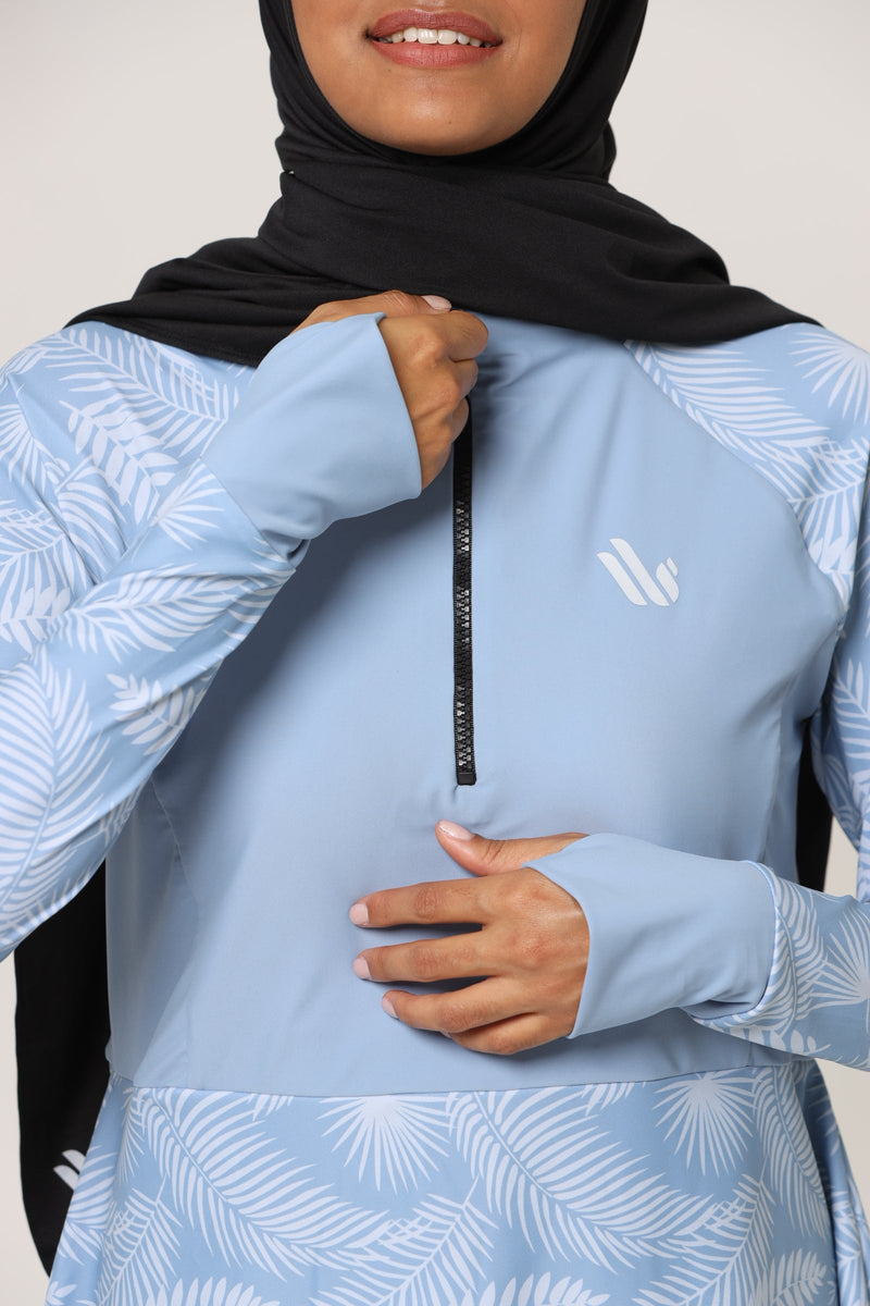 The Oceana Modest Swim Dress | Best Full Coverage Swimwear Burkini Blue ...